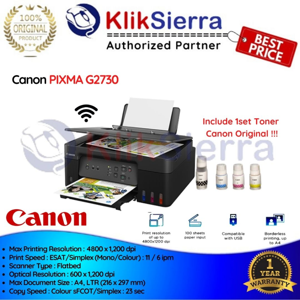 Jual Printer Canon PIXMA G3730 Ink Tank AIO Print Scan Copy Wifi Black ...