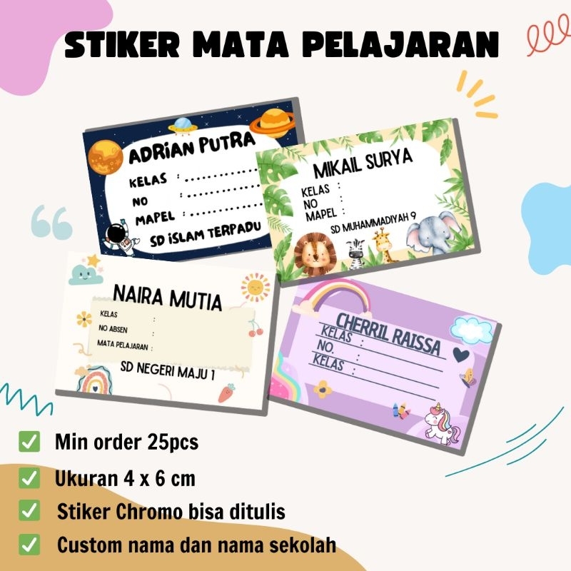 Jual STIKER NAMA MATA PELAJARAN STIKER MAPEL STIKER NAMA BUKU AESTHETIC ...
