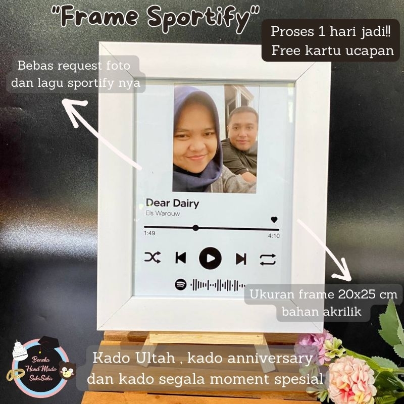 Jual Frame Spotify ukuran 20x25cm Bisa Request Foto dan Lagu Spotify 1 hari jadi kado ...