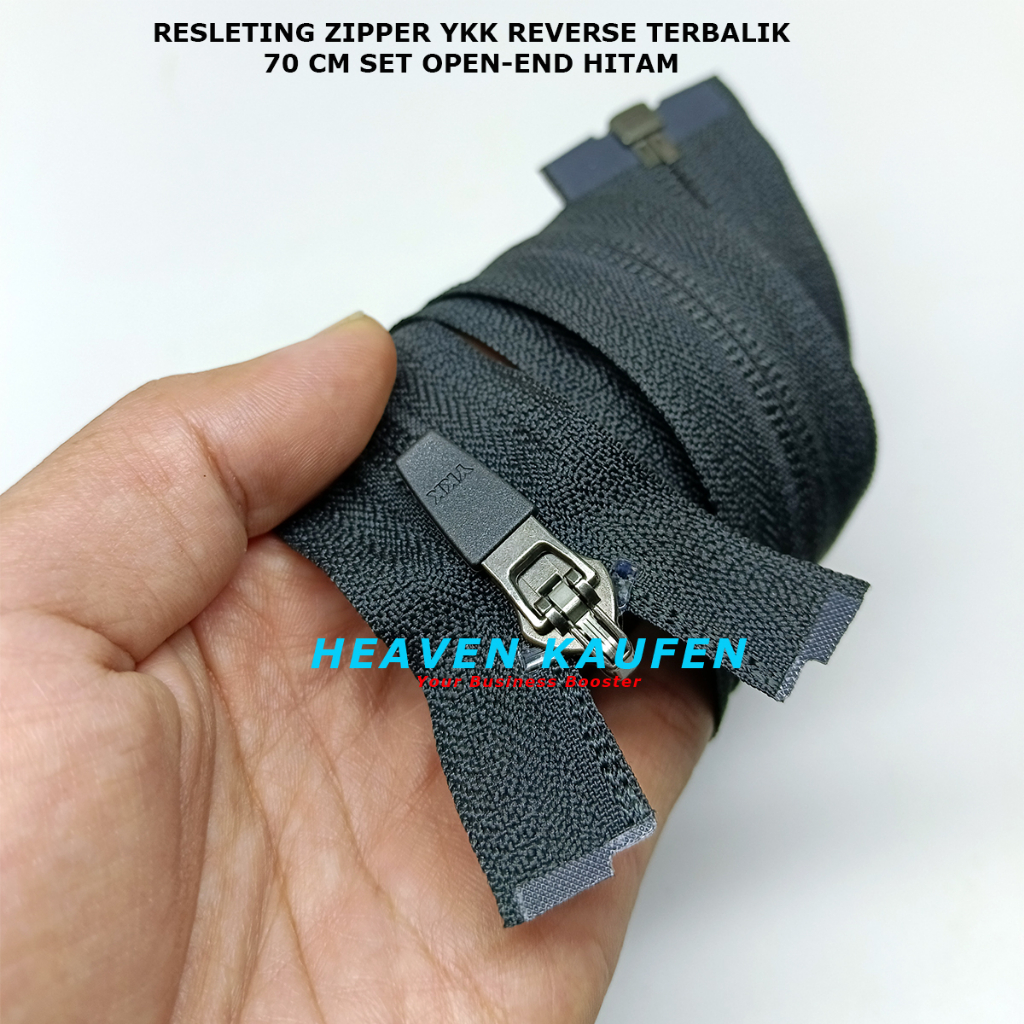 Jual Resleting Zipper YKK Reverse Terbalik 70 cm Warna Hitam Model Set Open-End Buka-Lepas ...