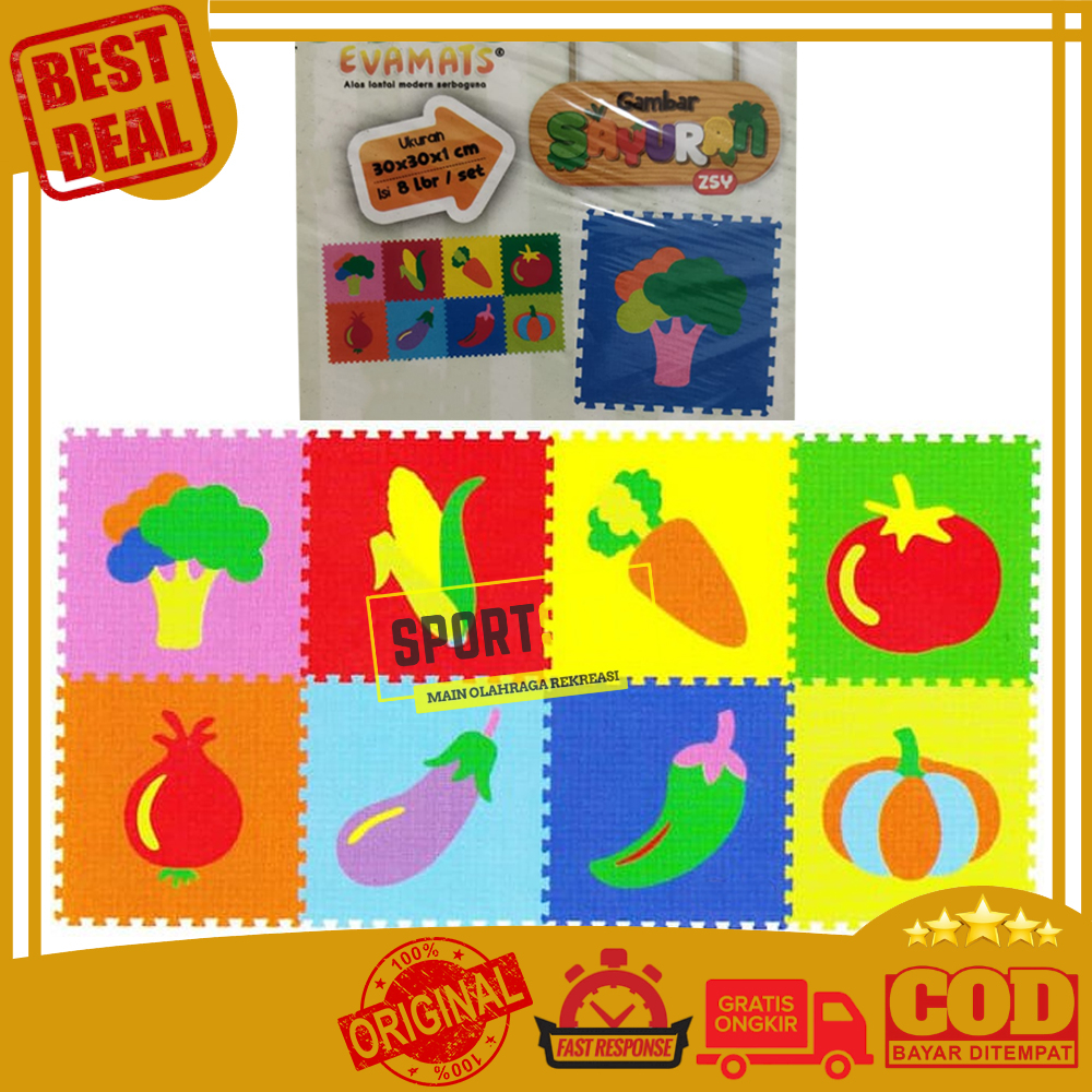 Jual Evamats Buah Sayur Karpet Lantai Karet Puzzle Bongkar Pasang ...