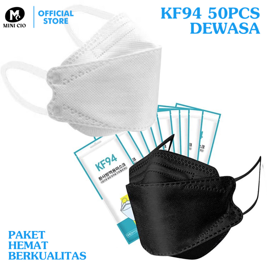 Jual MASKER KF94 KOREA ISI 50PCS MURAH / KF94 DEWASA 50PCS / KF94 ISI 50PCS | Shopee Indonesia