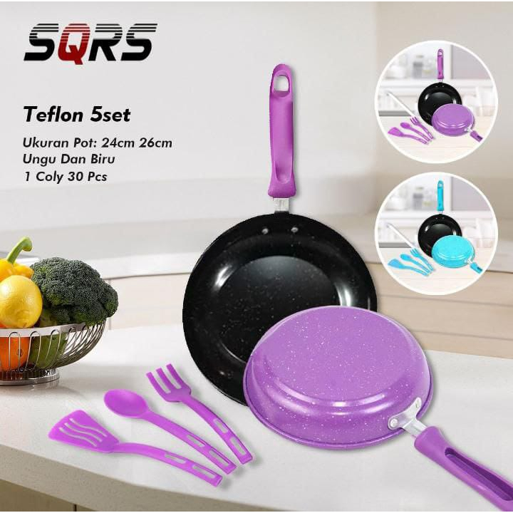 Jual TEFLON SET SPATULA SQRS / TEFLON SQRS 1 SET 5 PCS / TEFLON ANTI ...