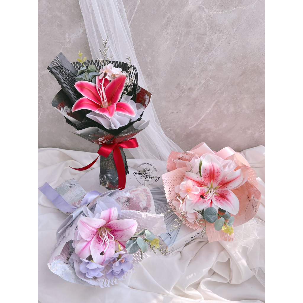 Jual ARTIFICIAL SINGLE LILY BOUQUET - BUKET BUNGA WISUDA FLOWER BOUQUET ...