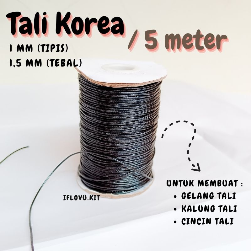 Jual Tali Korea Gelang Waterproof 1 mm 1.5 mm roll | Bahan Gelang ...