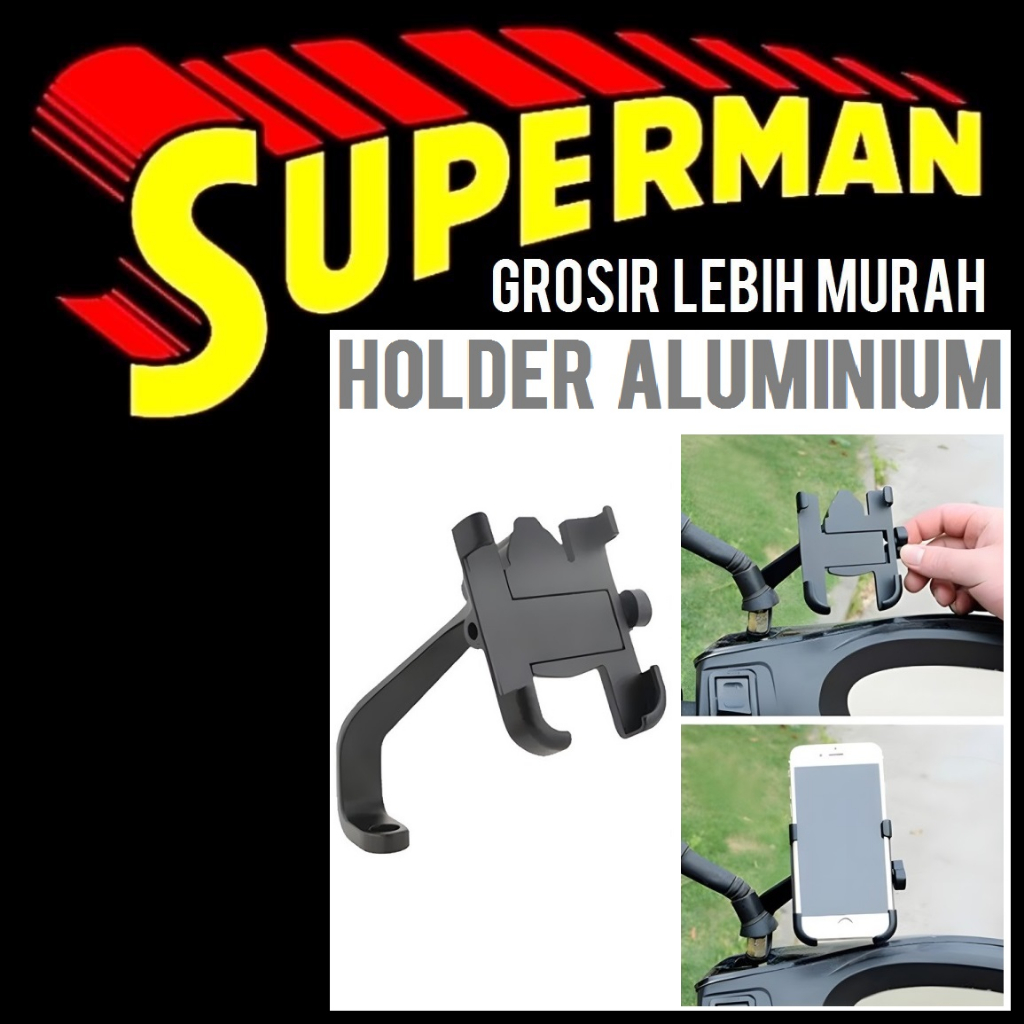 Jual HOLDER HP ALUMINIUM full besi metal tempat hp di stang motor spion dudukan breket bracket ...