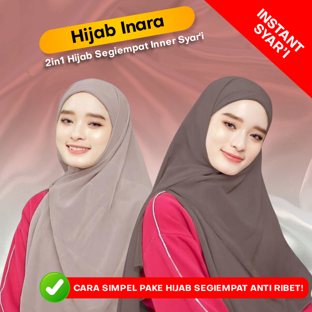 Jual HIJAB INARA - 2in1 Hijab Segiempat Inner Syar'i (140x140 cm ...