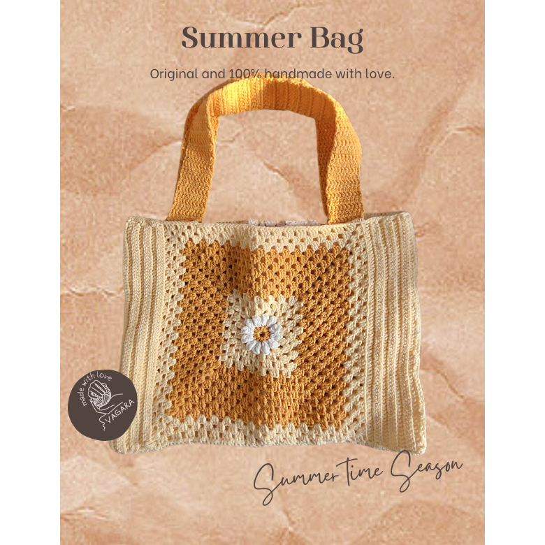 Jual CROCEAN Tas Totebag Handmade Rajut Pantai Daisy Aesthetic Kuning ...