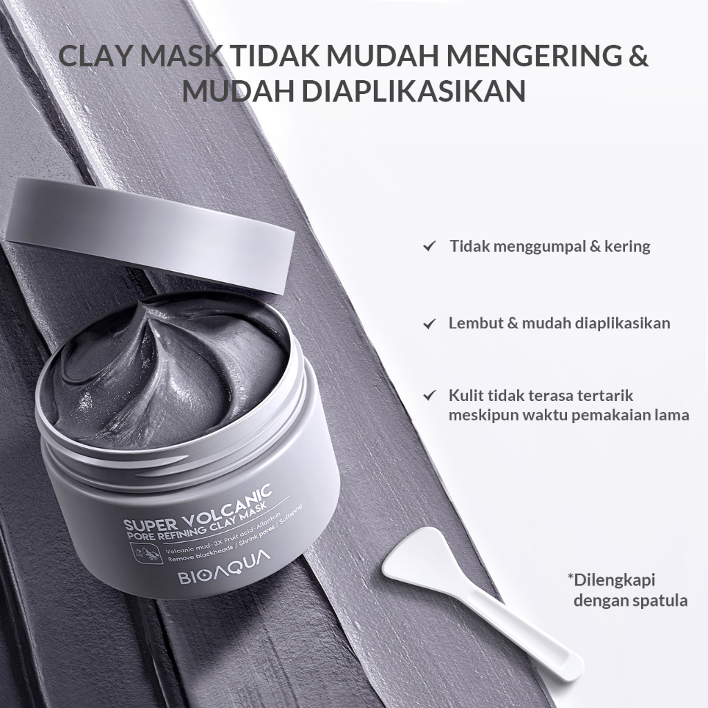 Jual READY BIOAQUA Super Volcanic Pore Refining Clay Mask 100g Masker ...