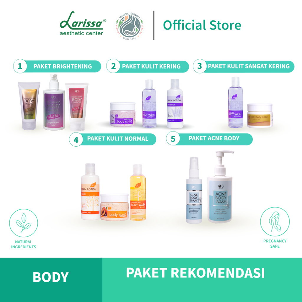 Jual Larissa Paket Body Care | Brightening Dry Dkin Normal Skin Acne ...