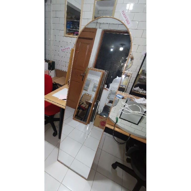 Jual KACA CERMIN STANDING FRAMELESS OVALE FULLBODY UK 153 X 41 CM KACA ...