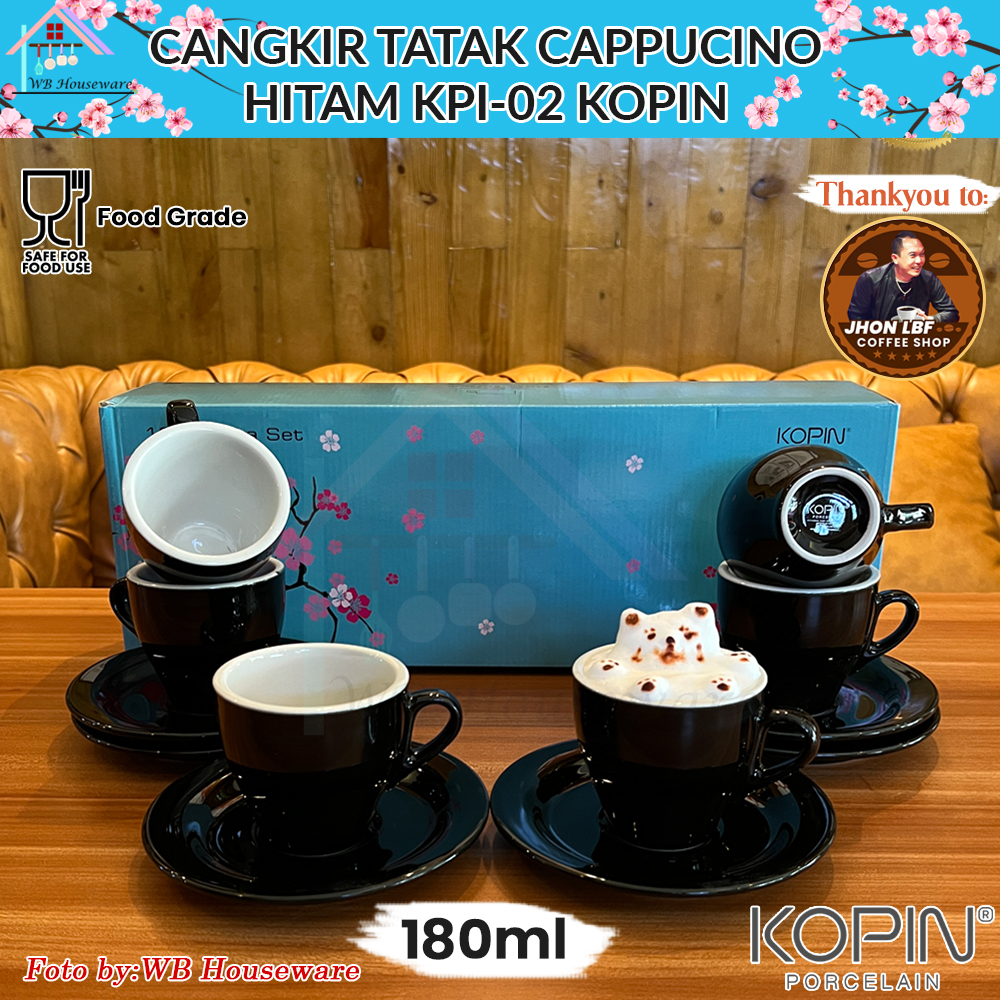 Jual KOPIN 6 pasang cangkir set hitam 180ml KPI-02 / coffee latte ...