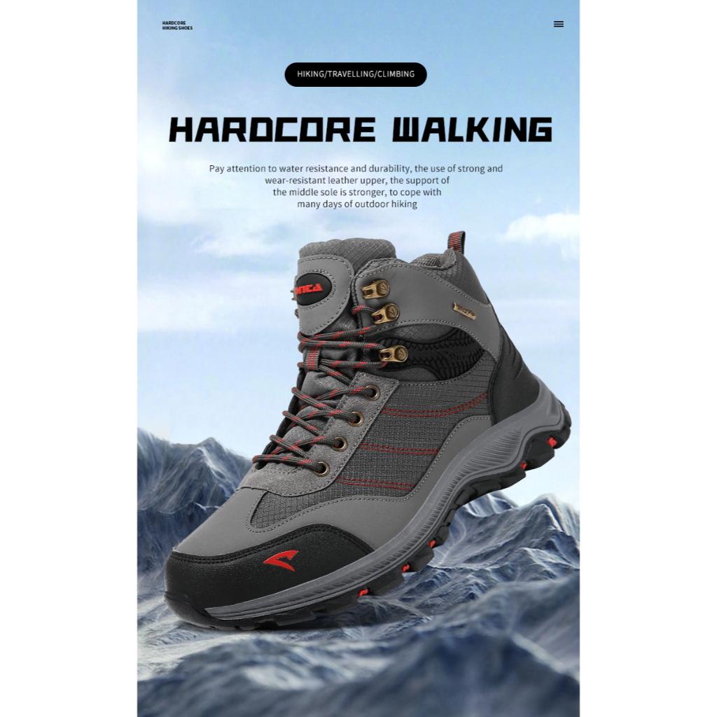 Jual Sepatu Gunung SNTA 501 GreyRed Boots Camping Adventur Outdoor ...