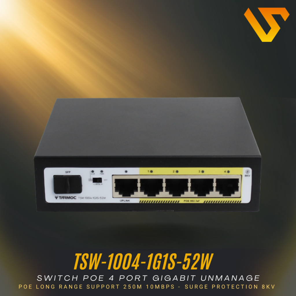 Jual Tarmoc TSW-1004-1G-1S-52W 4 Port Gigabit POE 802.3af/at Switch 52 ...