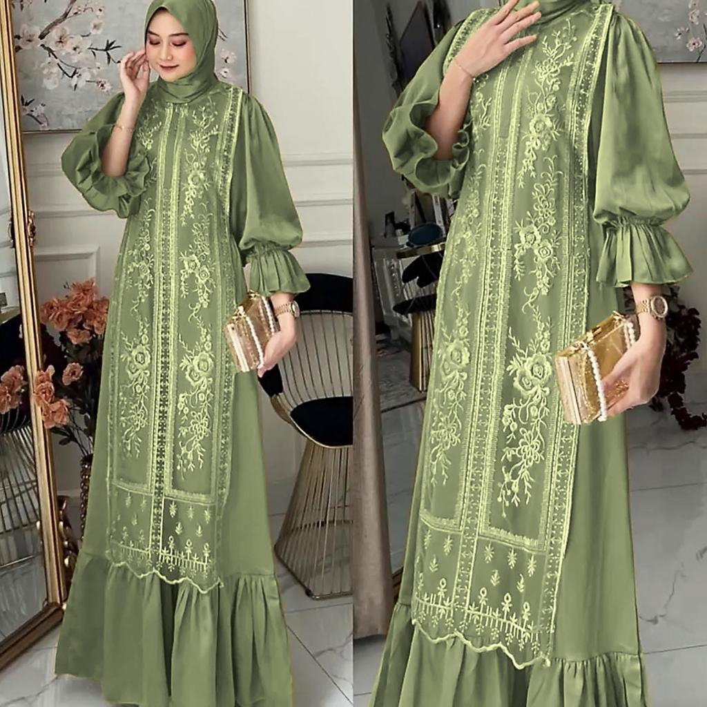 Jual SONYA DRESS GAMIS TILE BORDIR / gamis pesta / gamis kondangan ...