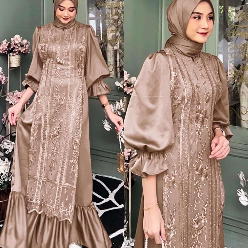 Jual SONYA DRESS GAMIS TILE BORDIR / gamis pesta / gamis kondangan ...