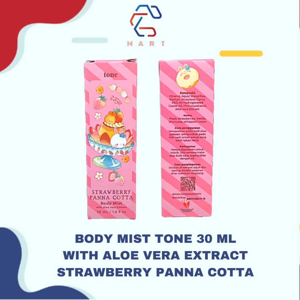 Jual Tone Body Mist Strawberry Panna Cotta With Aloe Vera Extract 30 ml ...