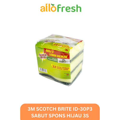 Jual 3M Scotch Brite ID-30P3 Sabut Spons Hijau 3S | Shopee Indonesia