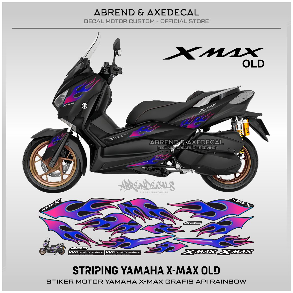 Jual STRIPING XMAX OLD LIST API RAINBOW / STIKER MOTOR YAMAHA X-MAX ...