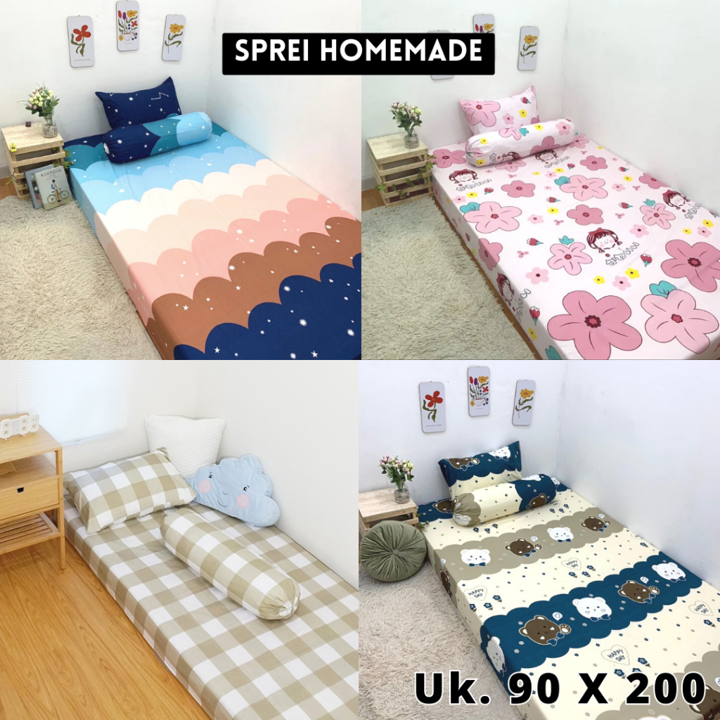 Jual SPREI HOMEMADE SINGLE BED UKURAN 90 X 200 / SEPREI NOMER 4 Tinggi ...