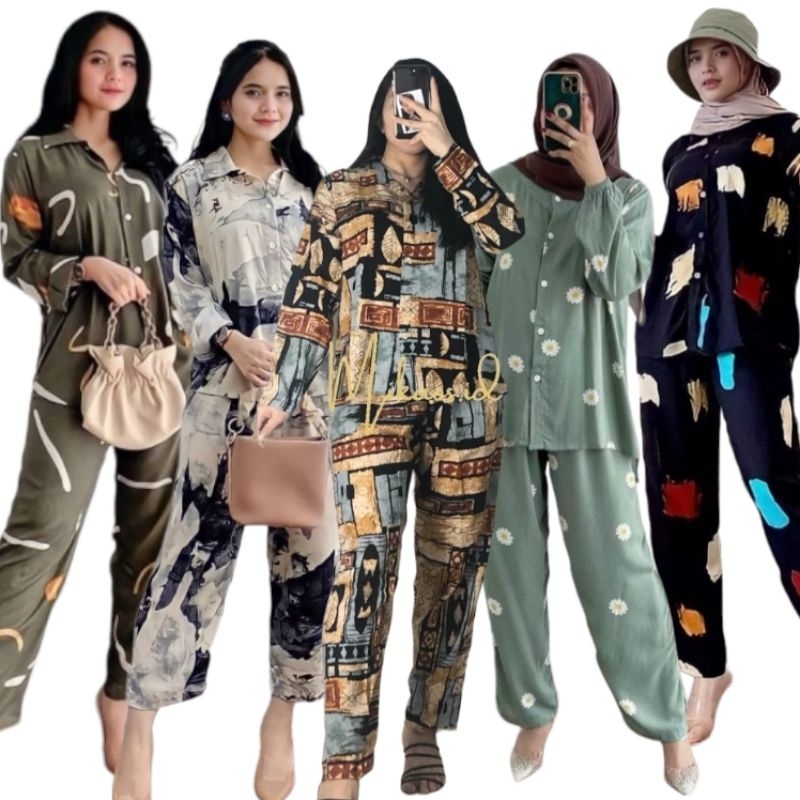 Jual CARA ONE SET JUMBO PIYAMA WANITA SETELAN RAYON PREMIUM | Shopee ...