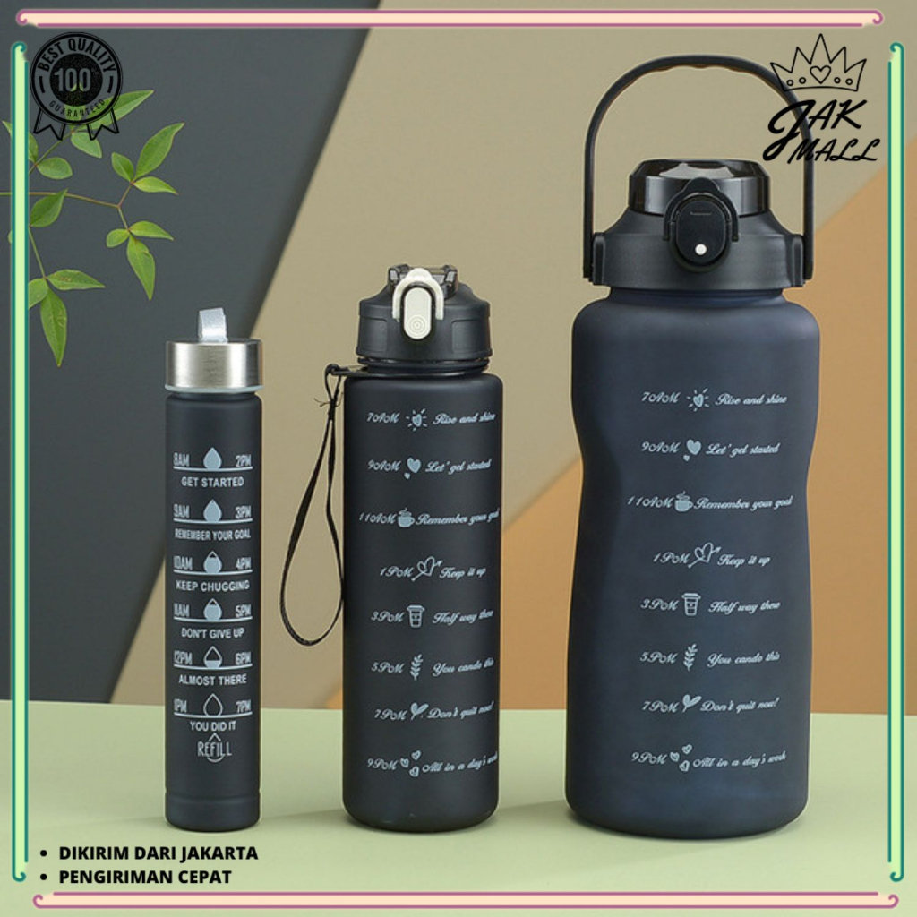 Jual Botol Minum 1 Set Viral 2Liter + 900ml + 350ml (Include Stiker 2D ...