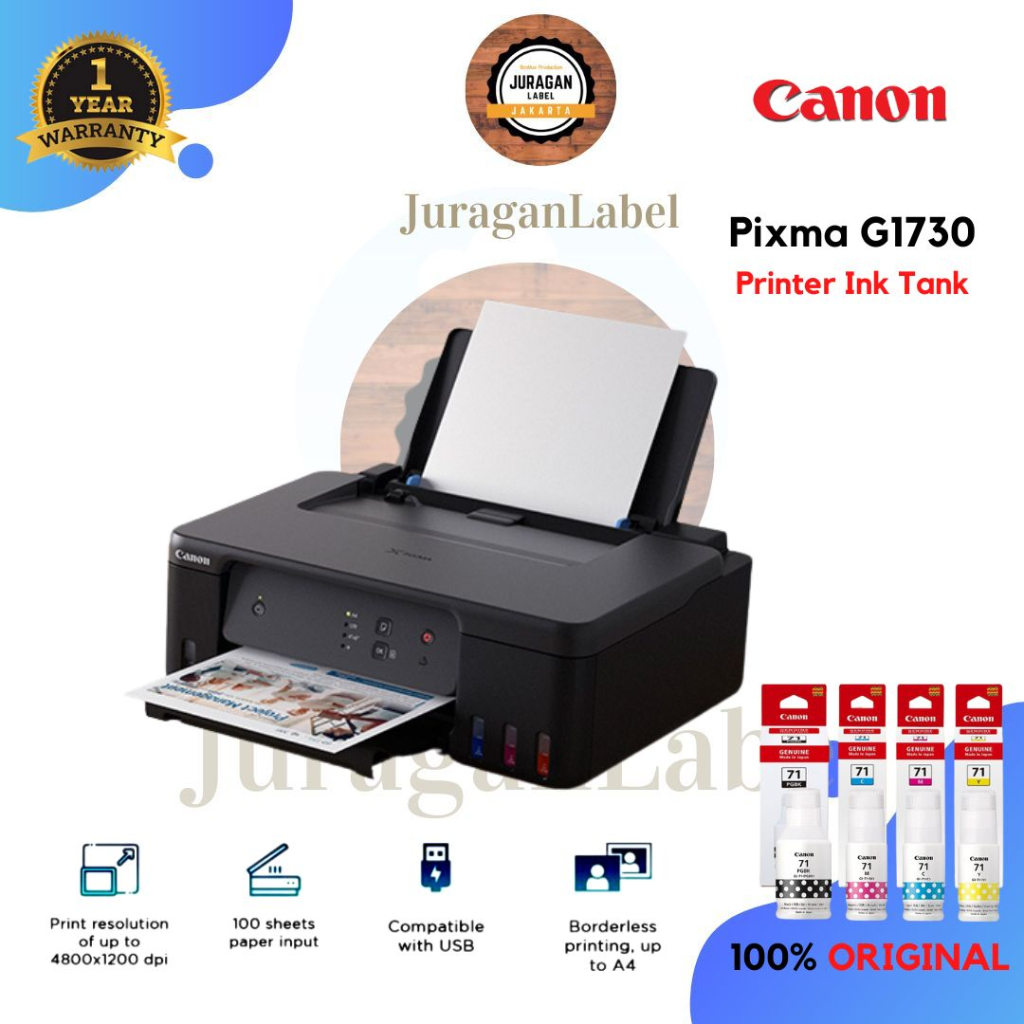 Jual Printer Canon Pixma G1730 Ink Tank Single Function Color Print ...