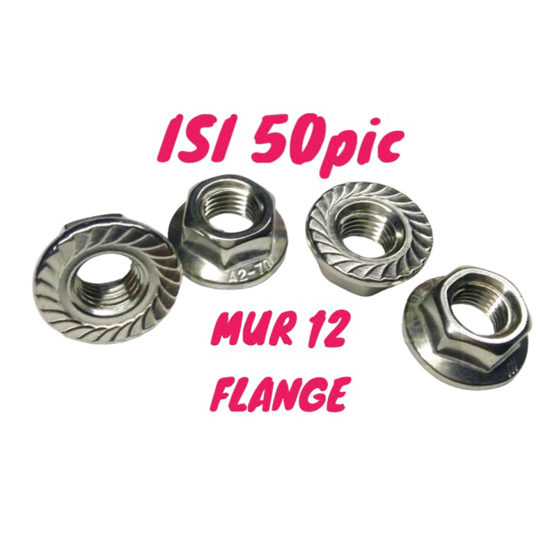 Jual MUR FLANGE NUT STAINLISE M8 KUNCI 12 ISI 50pic baut | Shopee Indonesia