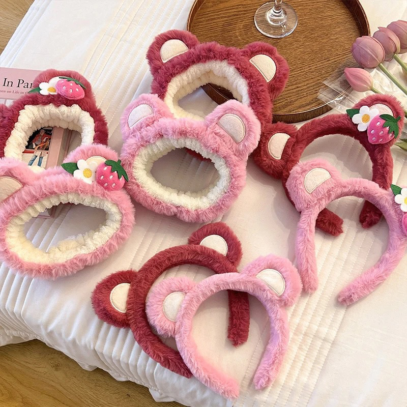 Jual COD Bando Lotso Karakter Telinga Bear Lucu Korea Beruang Stroberi ...
