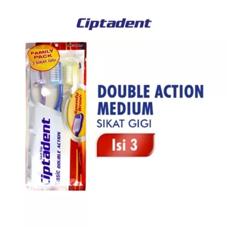 Jual Ciptadent Toothbrush Classic Double Action [ Isi 3 Pcs ] Family ...
