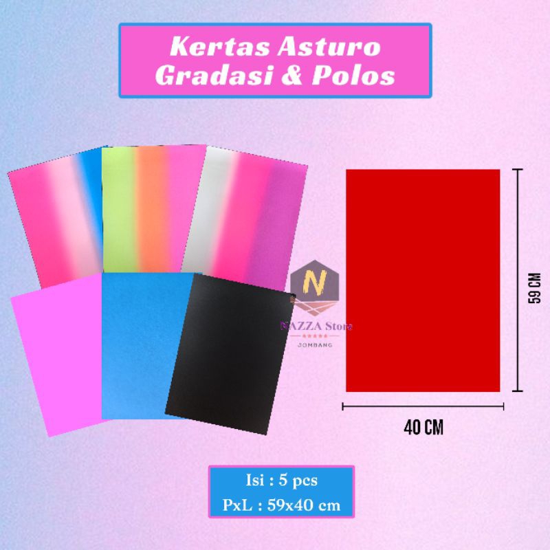 Jual TANAKI Kertas Asturo Gradasi Pelangi 3 Warna dan Polos 5 Lembar ...