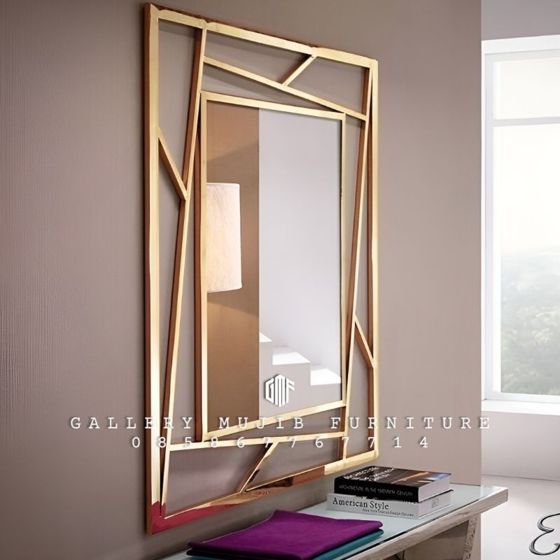 Jual cermin dinding stainless gold cermin hias gantung modern minimalis ...