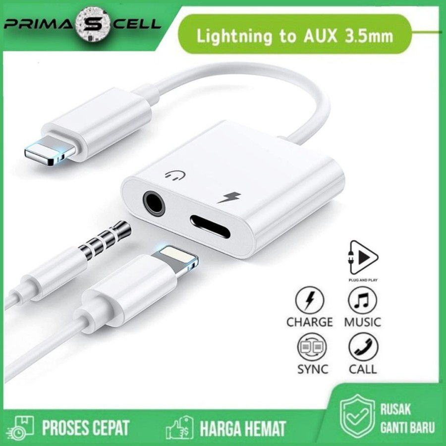 Jual KABEL SPLITTER CONVERTER DUAL LIGHTNING 2in1 ADAPTER JACK AUDIO ...