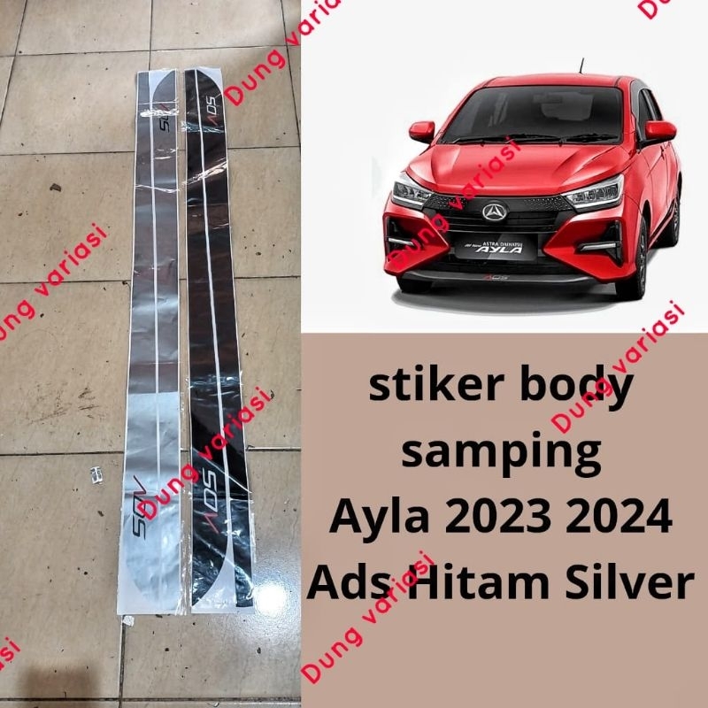 Jual stiker body Agya Ayla ads hitam silver mobil universal 2023,2024 ...