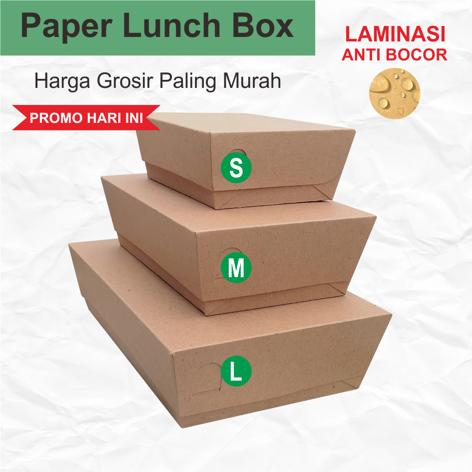Jual Lunch Box Size s m l 290gsm Kotak Makan Kertas Paper Box Kraft Dus ...