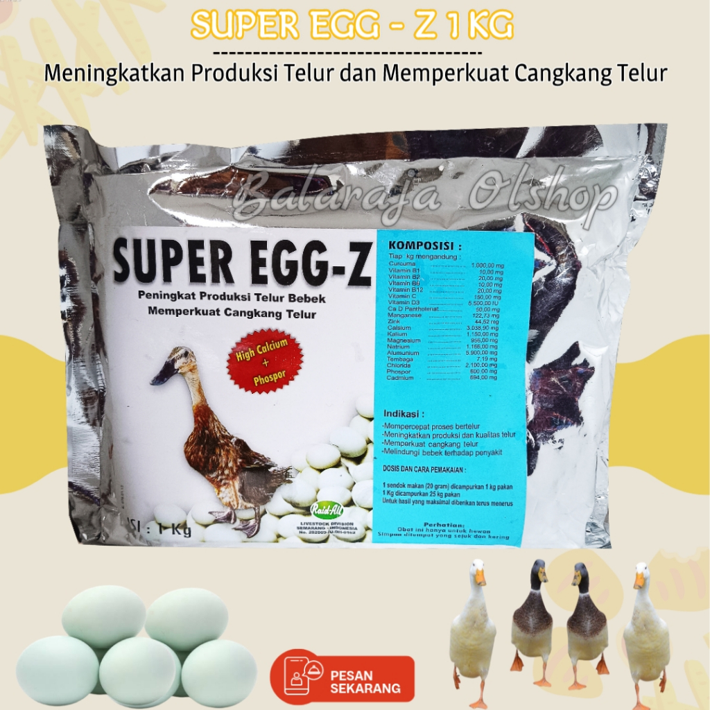 Jual SUPER EGG-Z Mineral peningkat produksi telur bebek memperkuat cangkang telur isi 1 kg ...
