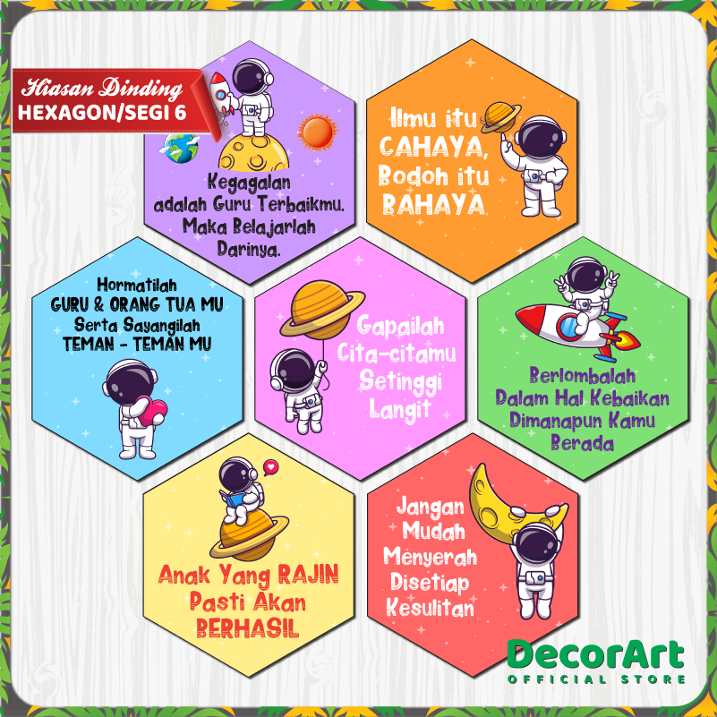 Jual DecorArt - Dekorasi Kelas Hiasan Dinding Segi 6 Hexa gonal Tema ...