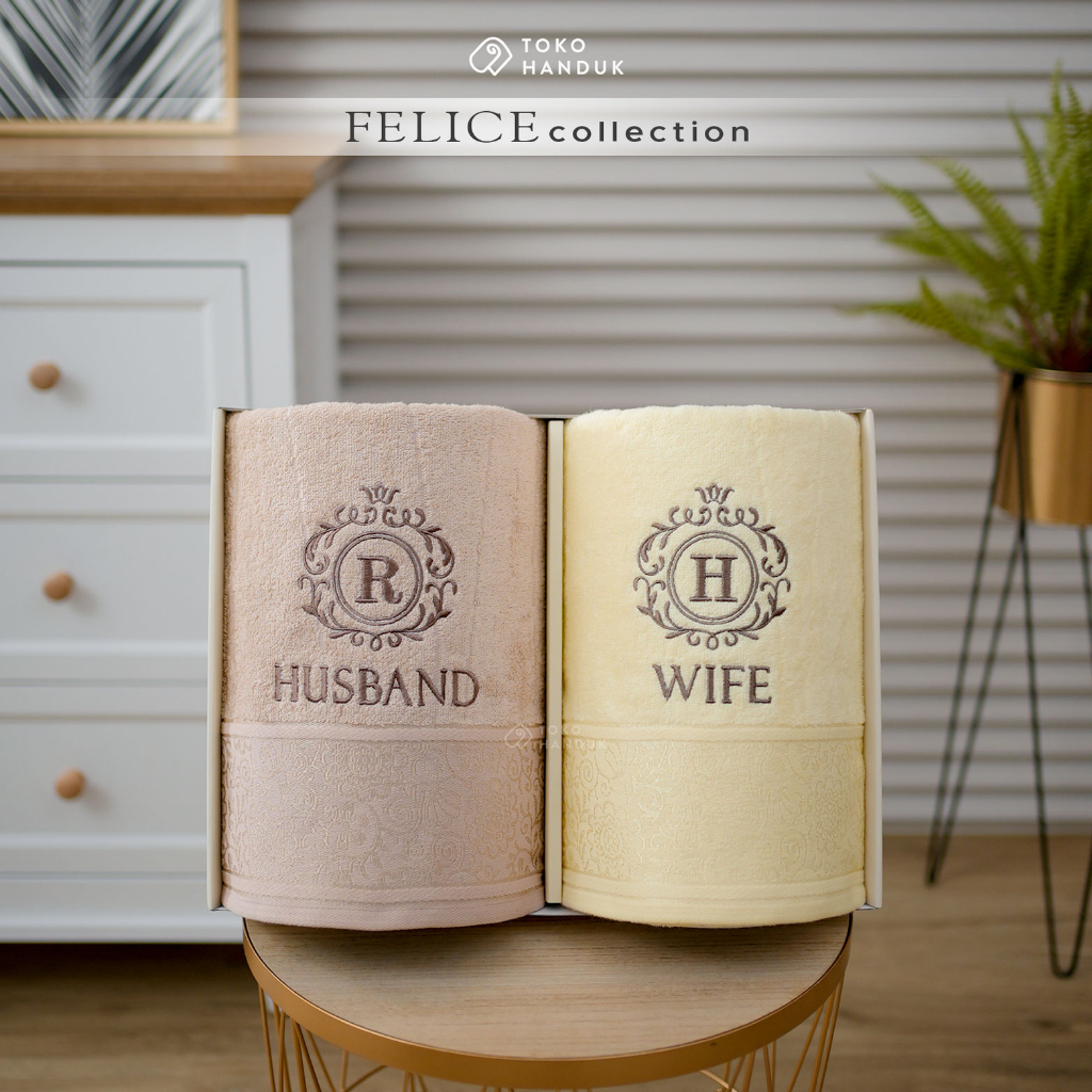 Jual Toko Handuk - Felice - Gift Handuk Couple Custom Bordir (Couple ...