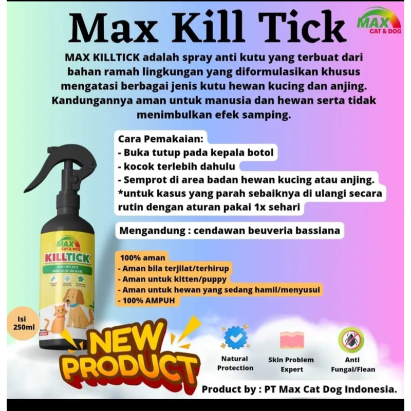 Jual obat kutu kucing dan anjing spray 250 ml MAX Kill tick | Shopee Indonesia