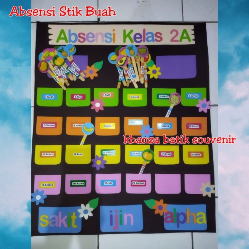 Jual Hiasan dinding kelas Absensi Stik Buah-buahan | Shopee Indonesia