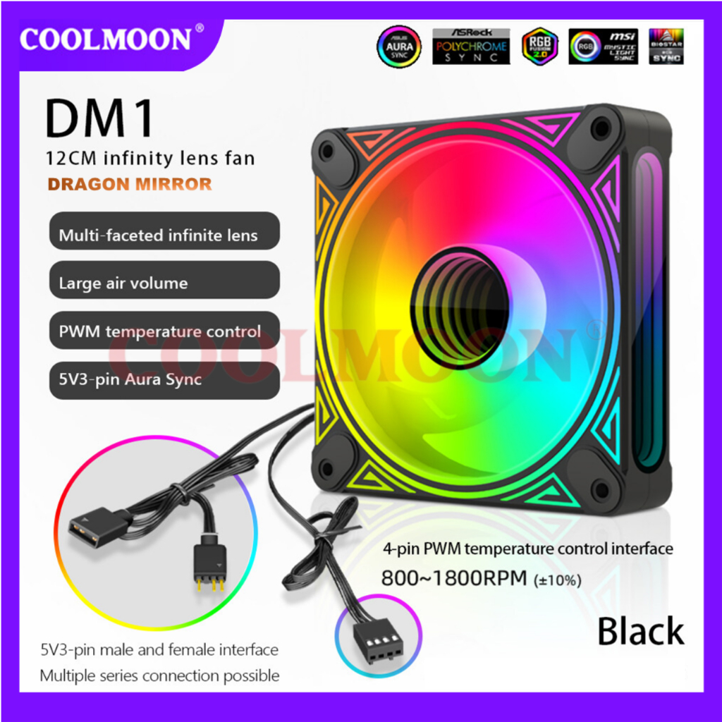 Jual COOLMOON FAN CASING ARGB DRAGON MIRROR DM1 12CM kipas ARGB PWM ...