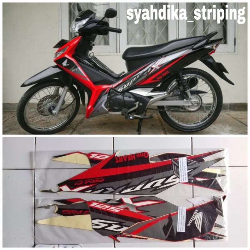 Jual STIKER STRIPING LIS BODY HONDA SUPRA X 125 FI 2016 207 MERAH HITAM ...