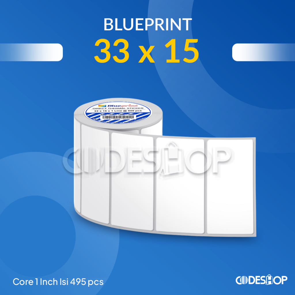 Jual Stiker Barcode Label Thermal BLUEPRINT Ukuran 33 x 15 1 line 500 ...