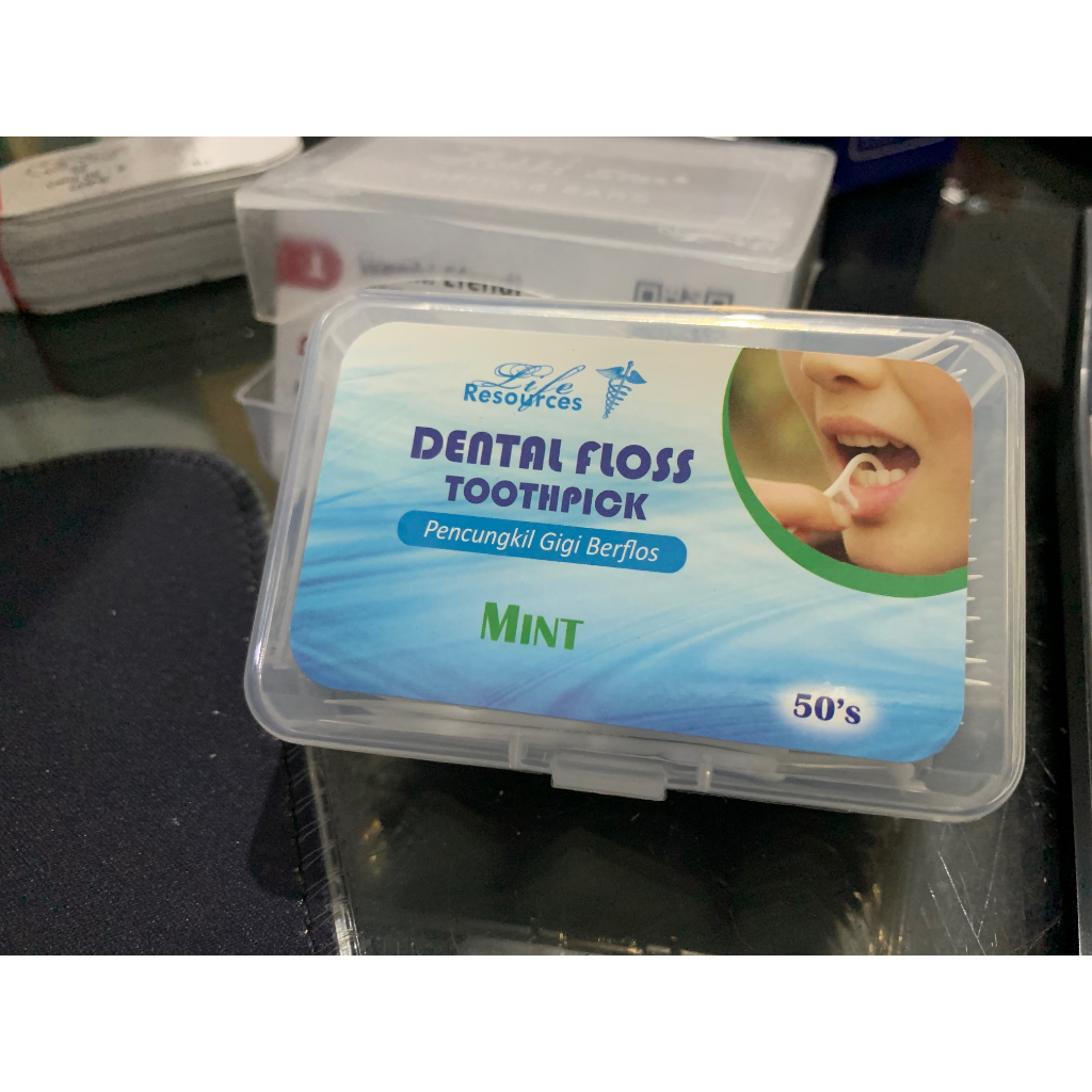 Jual Life Resources Dental Floss Toothpick Waxed 50's / Dental Floss ...