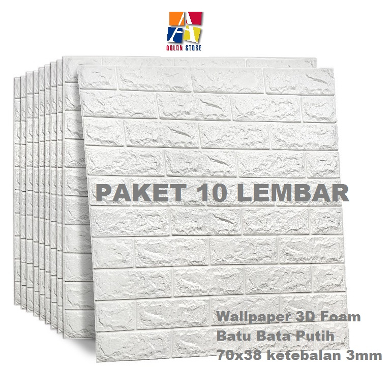 Jual PAKET 10 PCS Wallpaper 3D Foam Batu Bata Putih / Stiker Dinding ...