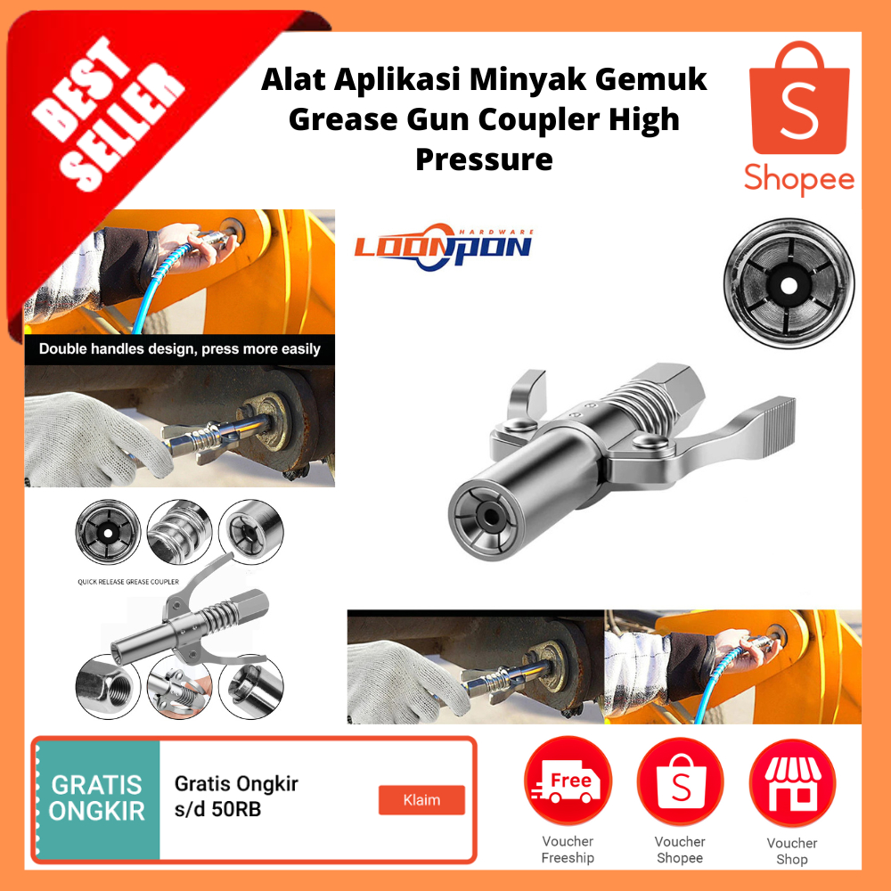 Jual Alat Aplikasi Minyak Gemuk Grease Gun Coupler High Pressure ...