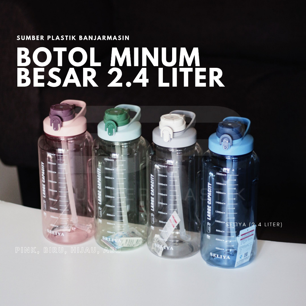 Jual Botol Minum Mika Plastik Besar Botol Jumbo Traveling Seliya 2.4 Liter 2400 ml BPA Free ...
