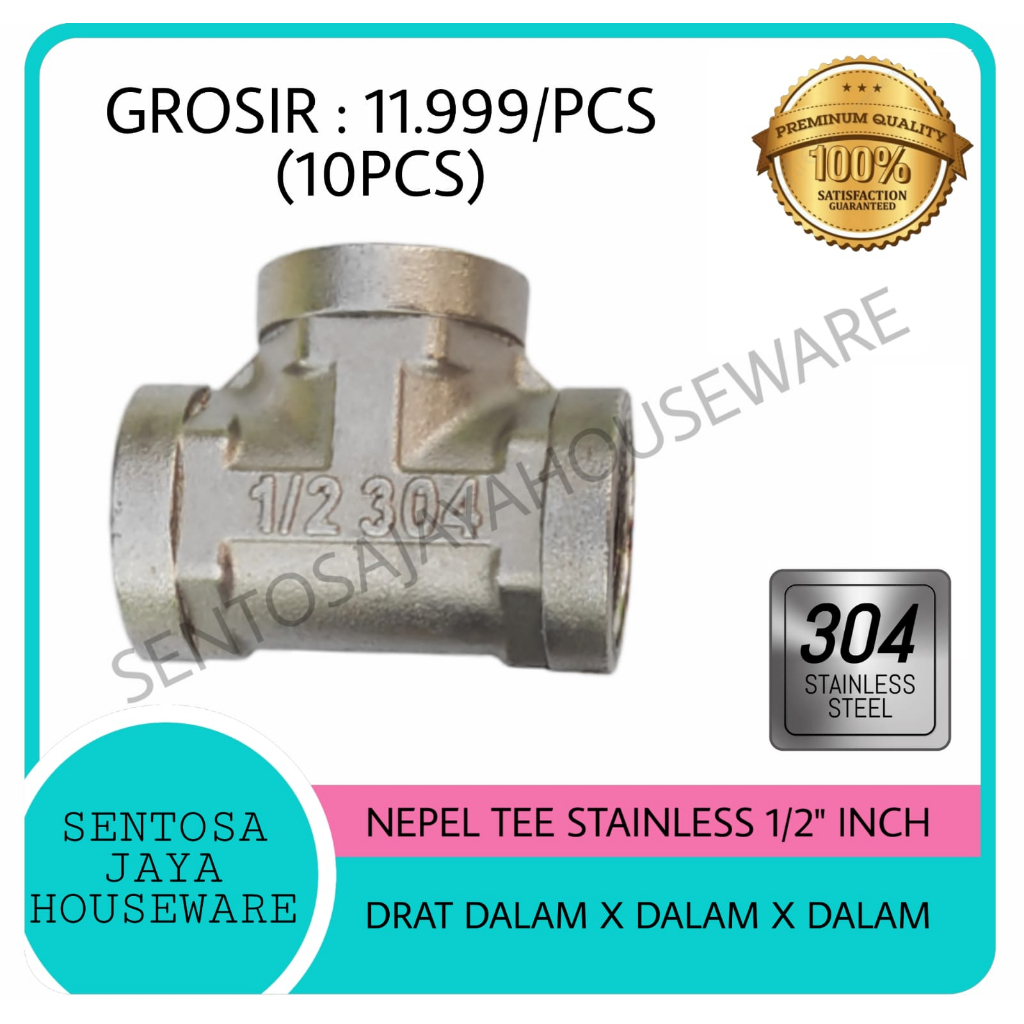 Jual TEE NEPEL 1/2 STAINLESS / NEPEL T DRAT DALAM STAINLESS 1/2" INCH ...