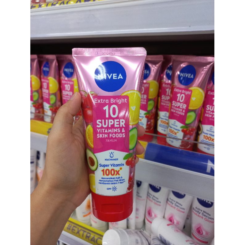 Jual NIVEA EXTRA Bright BODY SERUM 10 Super Vitamin & Skin Food 180ml ...