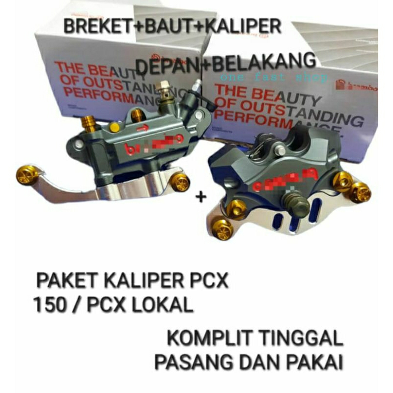 Jual Paketan kaliper depan belakang set breket dan baut probolt PNP PCX LOKAL 150 BREMB0 ...